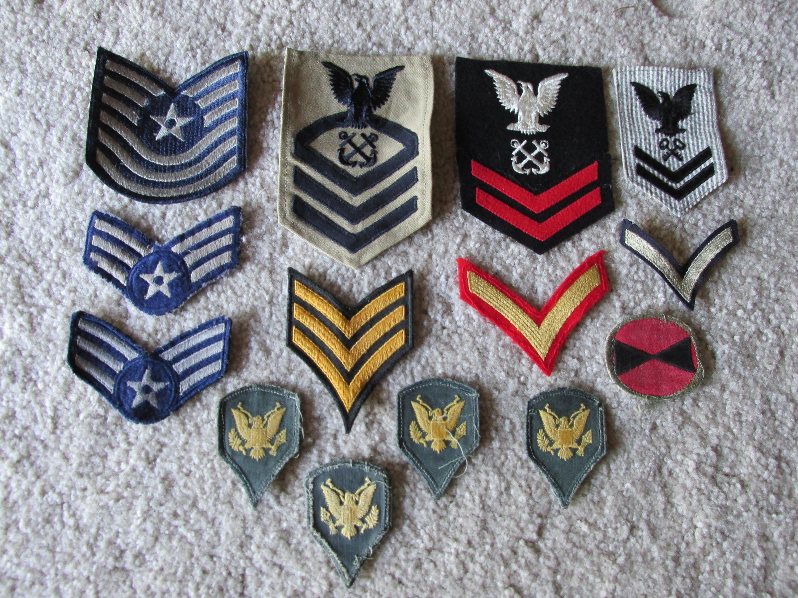 14 Original US Military Uniform Patches Set: Army Navy Air Force Marine ...