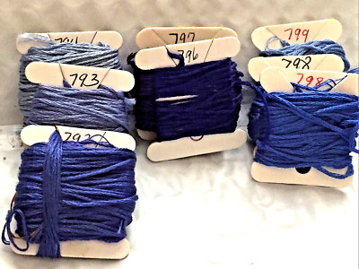 Lot of 8 DMC Cross Stitch Floss Carded-#792, 793, 794, 796, 797, 798x2 ...