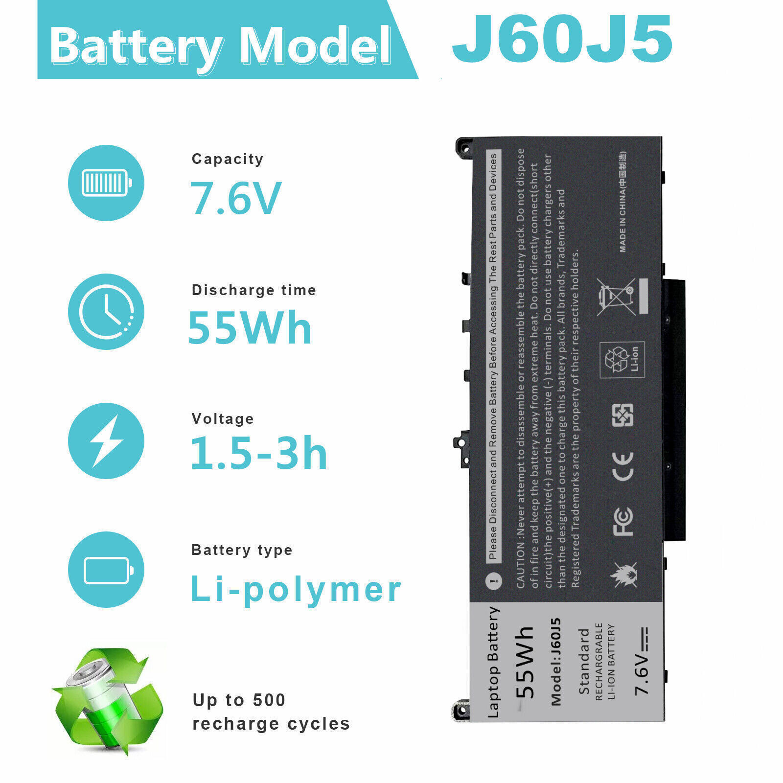 Battery For Dell Latitude E7270 E7470 Series Laptop J60J5 R1V85 451 ...