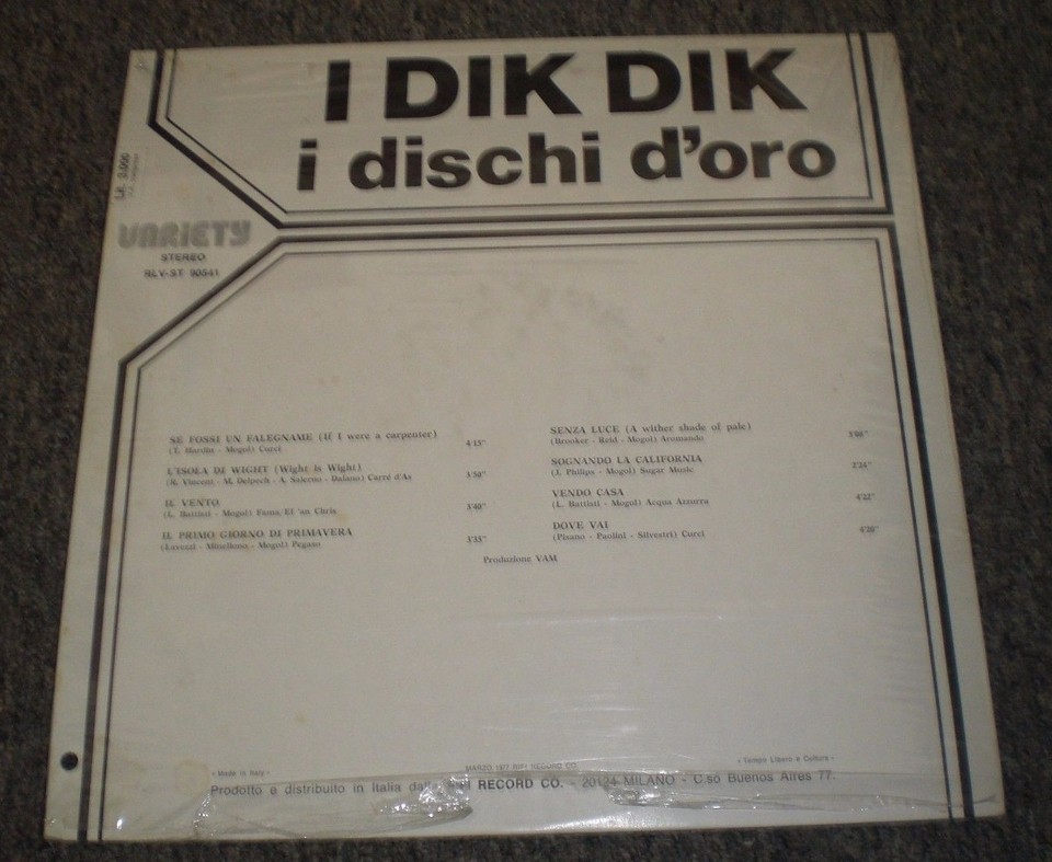 I Dischi D'oro I Dik Dik~SEALED~1977 Italy Import Soft Rock Pop Vocal ...