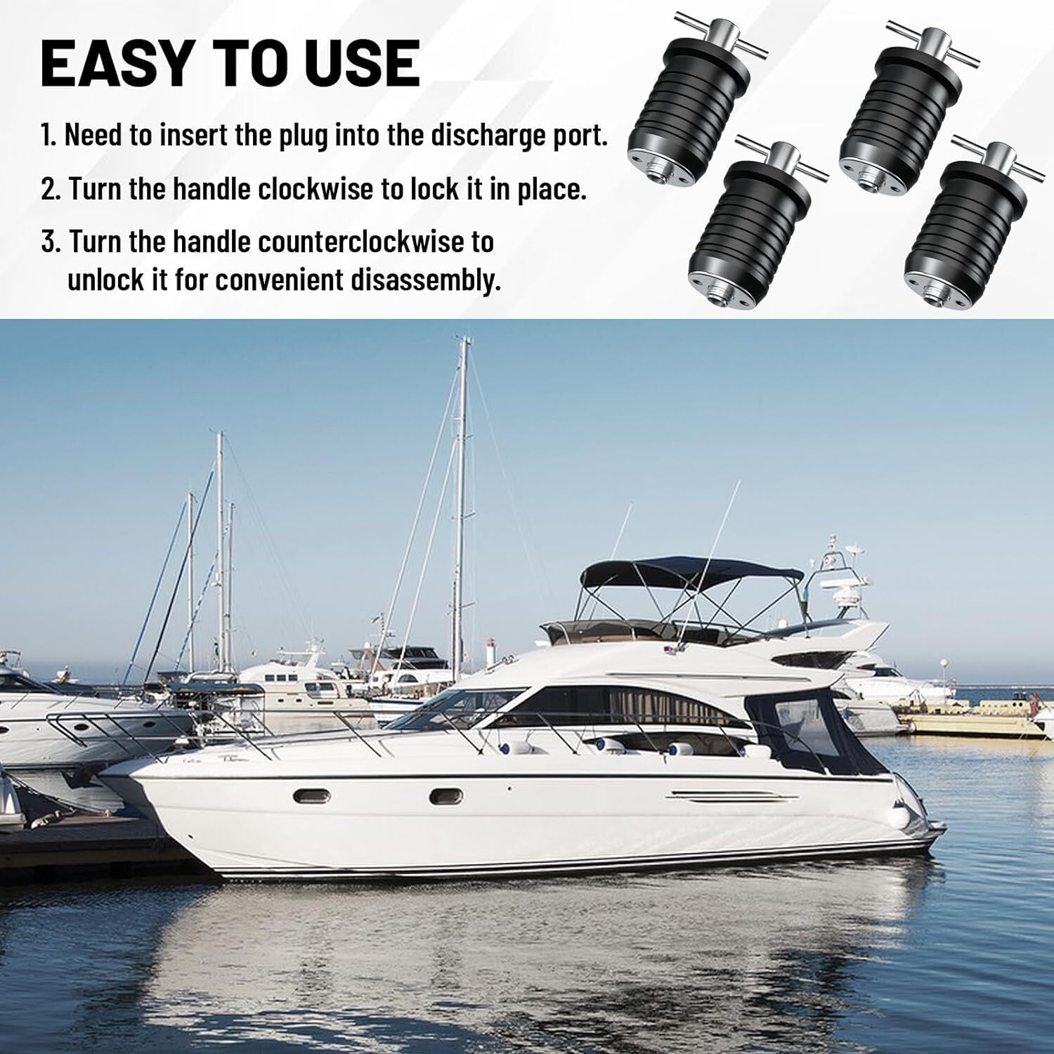 2 X Boat Drain Plug Rubber Stainless Steel Twist Hull Drain Plugs ...