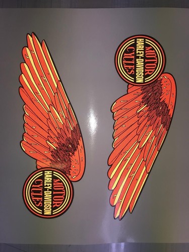 Gas Tank Decals Harley FLH Shovelhead Ball Wing Pr Stickers Red ...
