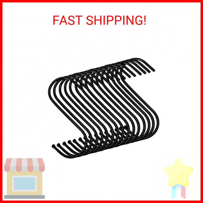 Evob 30 Pack Black S Hooks Steel Hanging Hooks Heavy Duty S Hanger Hook ...