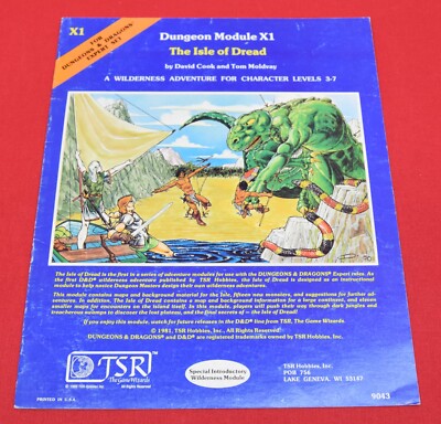 Dungeons & Dragons The Isle of Dread Dungeon Module X1 TSR D&D Expert ...