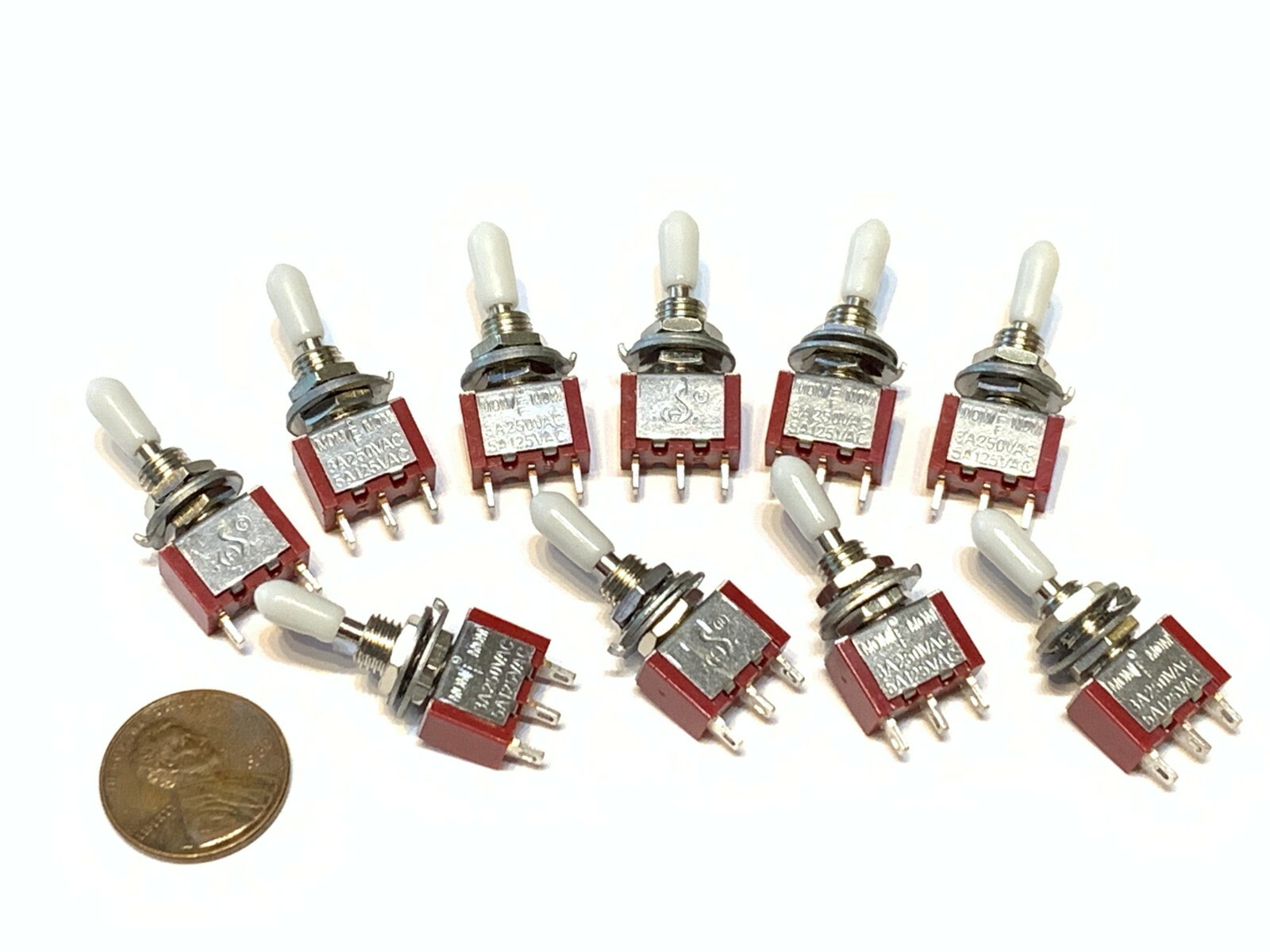 10 White sleeve CAP SPDT 3 Pins 12v Momentary 6mm Toggle Switch mts1 6a ...
