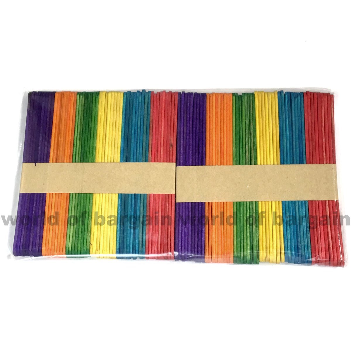 100 COLORED Wooden Popsicle Sticks 4-1/2 x 3/8" Wood Craft Stick School ...