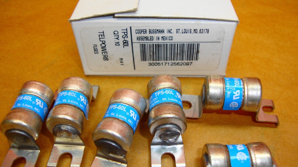 10 Lot NEW Buss Telepower TPS-60L Fuse 60 Amp 170 Volt AC DC Cooper TPS ...