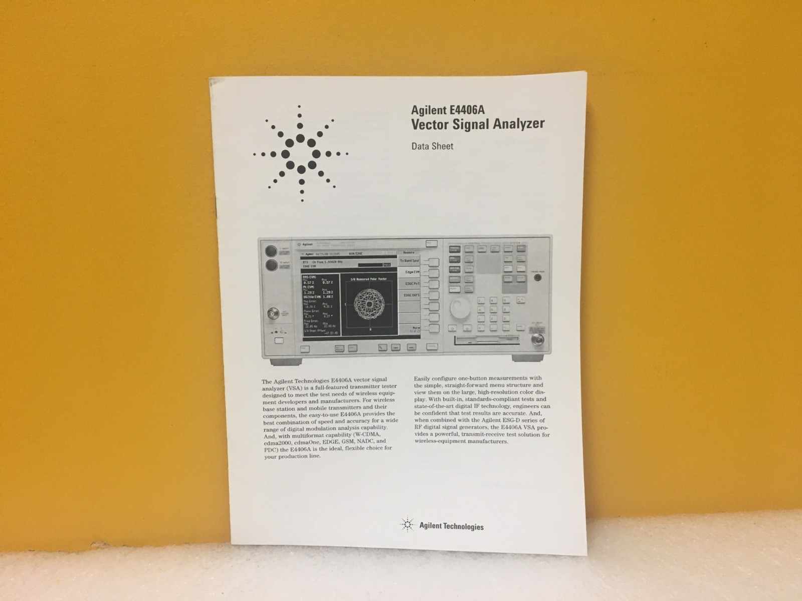 HP / Agilent E4406A Vector Signal Analyzer Data Sheet | eBay