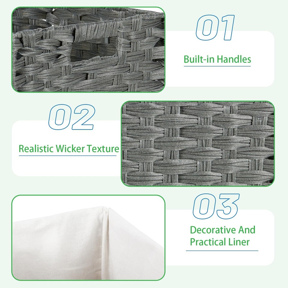 Wicker Baskets For Shelves Waterproof Imitation Wicker Cube Storage ...