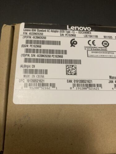 NEW Lenovo Standard AC Adapter USB Type C 65W 4X20M26268 | eBay
