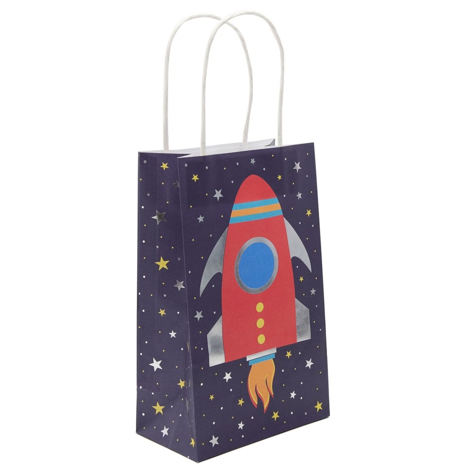 24 Kids Treat Goodie Bags with Handles Party Favors out Space Galaxy ...