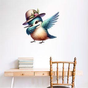 Colour Cute Humming Bird Dabbing Wall Art Bedroom Motorhome Vinyl ...