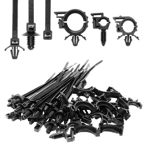 150PCS Push Mount Cable Zip Tie with Car Wire Loom Routing Clips Nylon ...