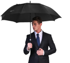 47" Black Automatic Open Stick Golf Umbrella & Sheath Double Canopy ...