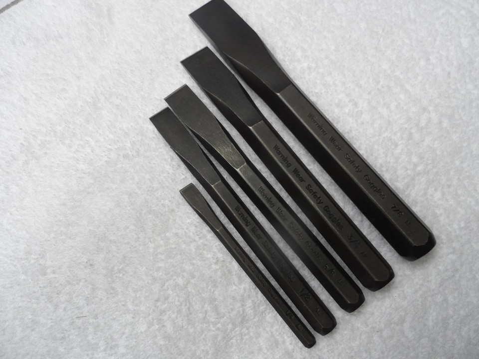 Craftsman Chisel Set, made in USA (p/n 42971, 42973 to 42976) - 5 pcs ...