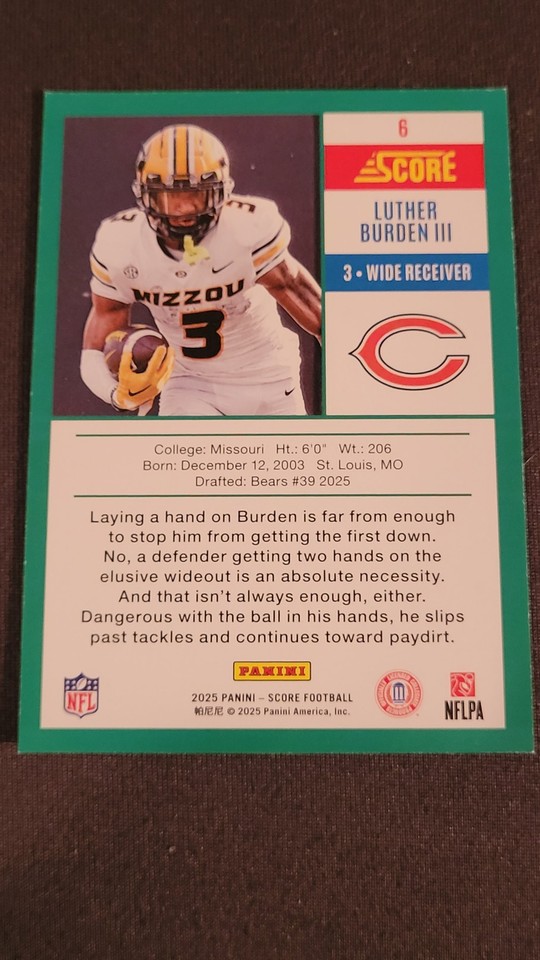 2025 Score #6 Luther Burden III Anniversary Rookies *1220 | eBay