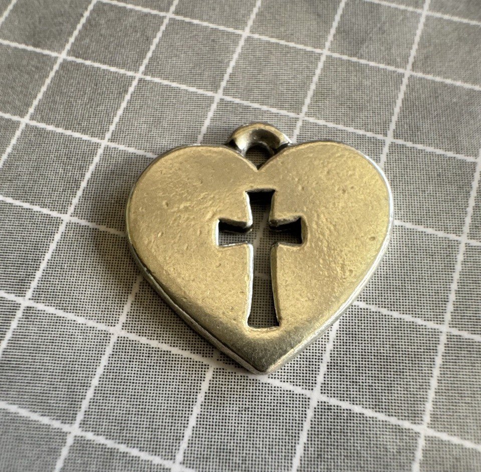 James Avery Sterling Silver Charm Pendant Crosslet Heart Cut Out Cross ...