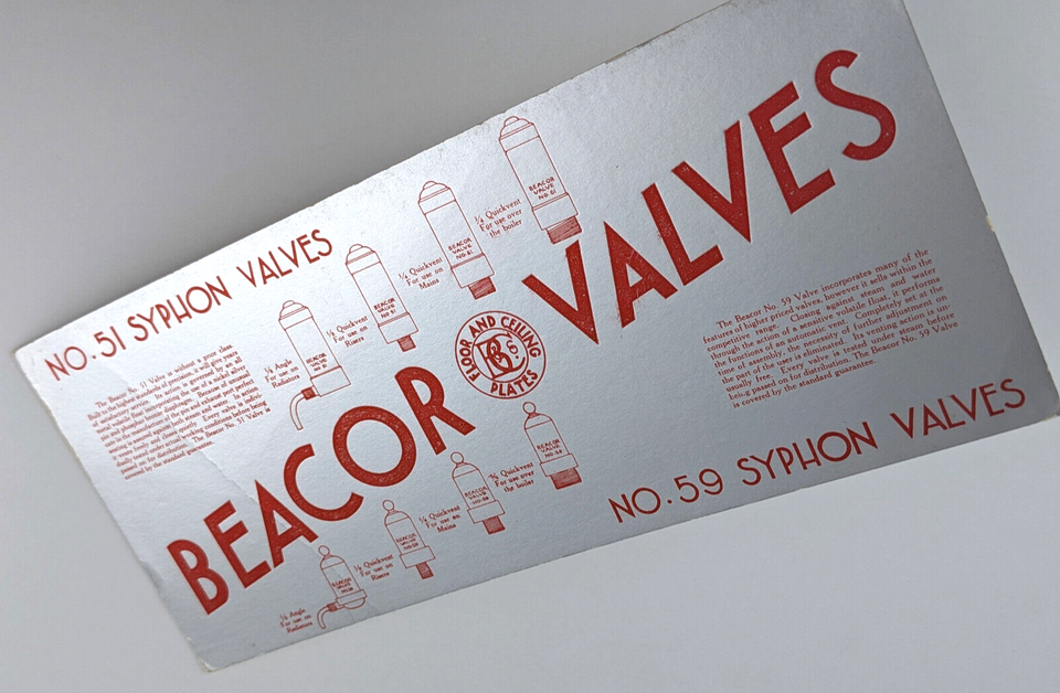 Beacor & Co Vintage Advertising Ink Blotter Syphon Valves Floor ...