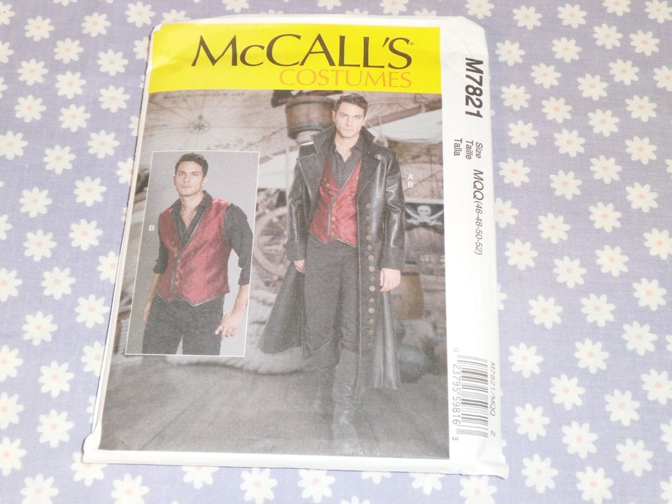 McCALL'S 7821 MEN'S LONG COAT / DUSTER & VEST COSTUME PATTERN-UNCUT-46 ...