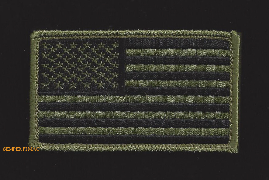 OD GREEN FLAG USA REGULATION HAT PATCH PIN UP US ARMY MARINES NAVY AIR ...