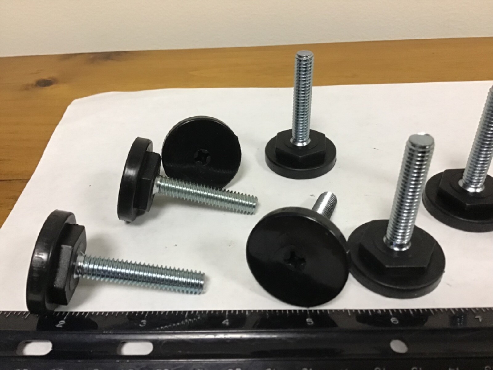 Qty (8) Adjustable Hex Base Levelers, 5/16-18 X 1 1/2” Stem, 33MM Base ...