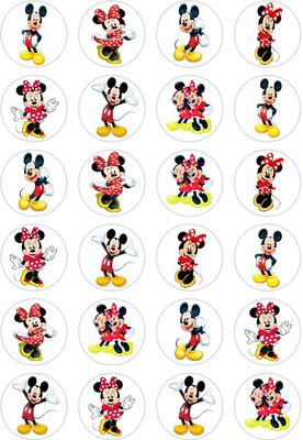 24 Mickey and Minnie Mouse Premium Cupcake Cake Toppers Edible Rice ...
