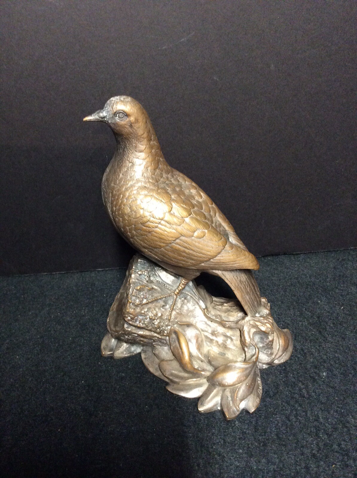 Victorian Silvered Bronze Dove on a Stump | eBay