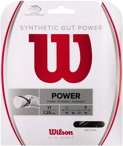 WILSON Synthetic Gut Power Tennis String - Set and 200m Reel, 16 17 ...