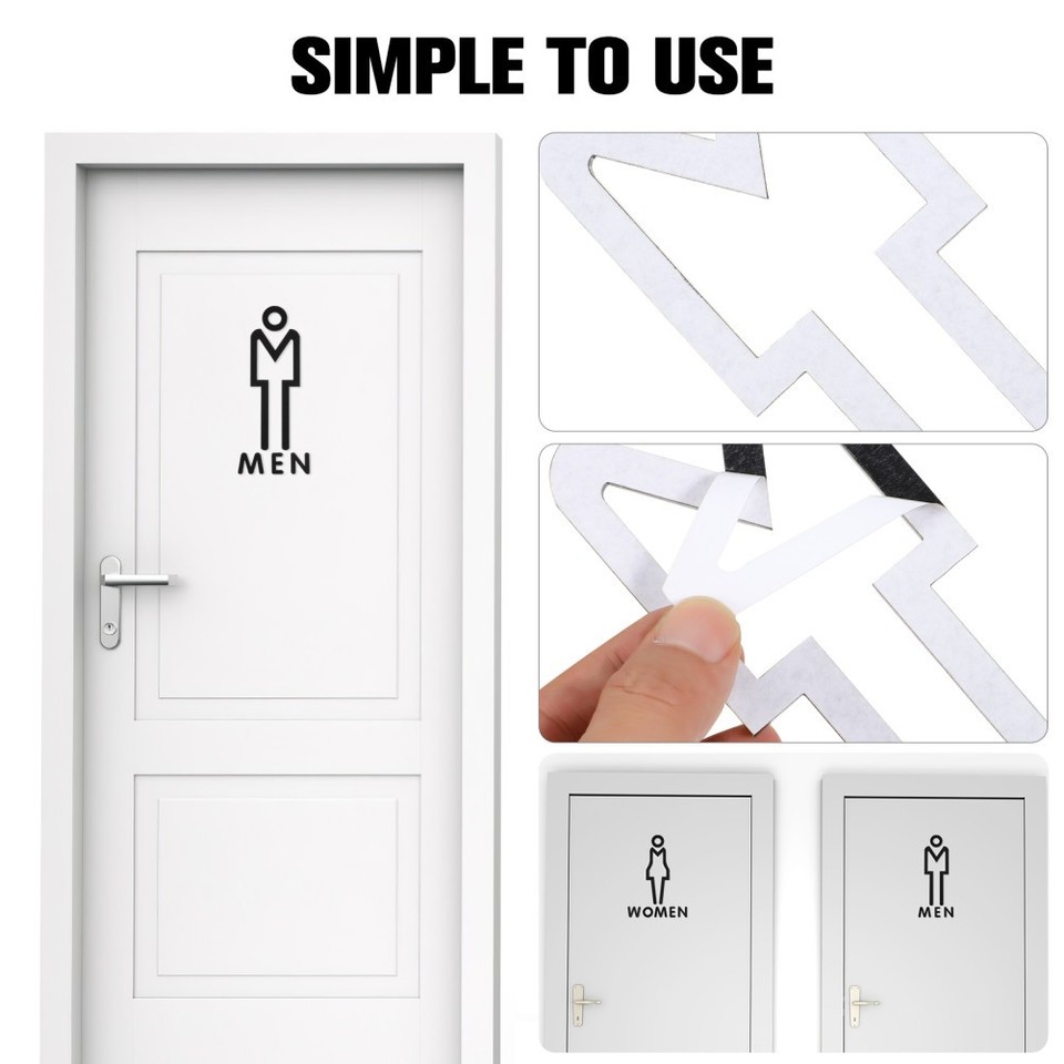 2 Pcs Restroom Sign Sticker Bathroom Men's and Women's Toilet Signs ...
