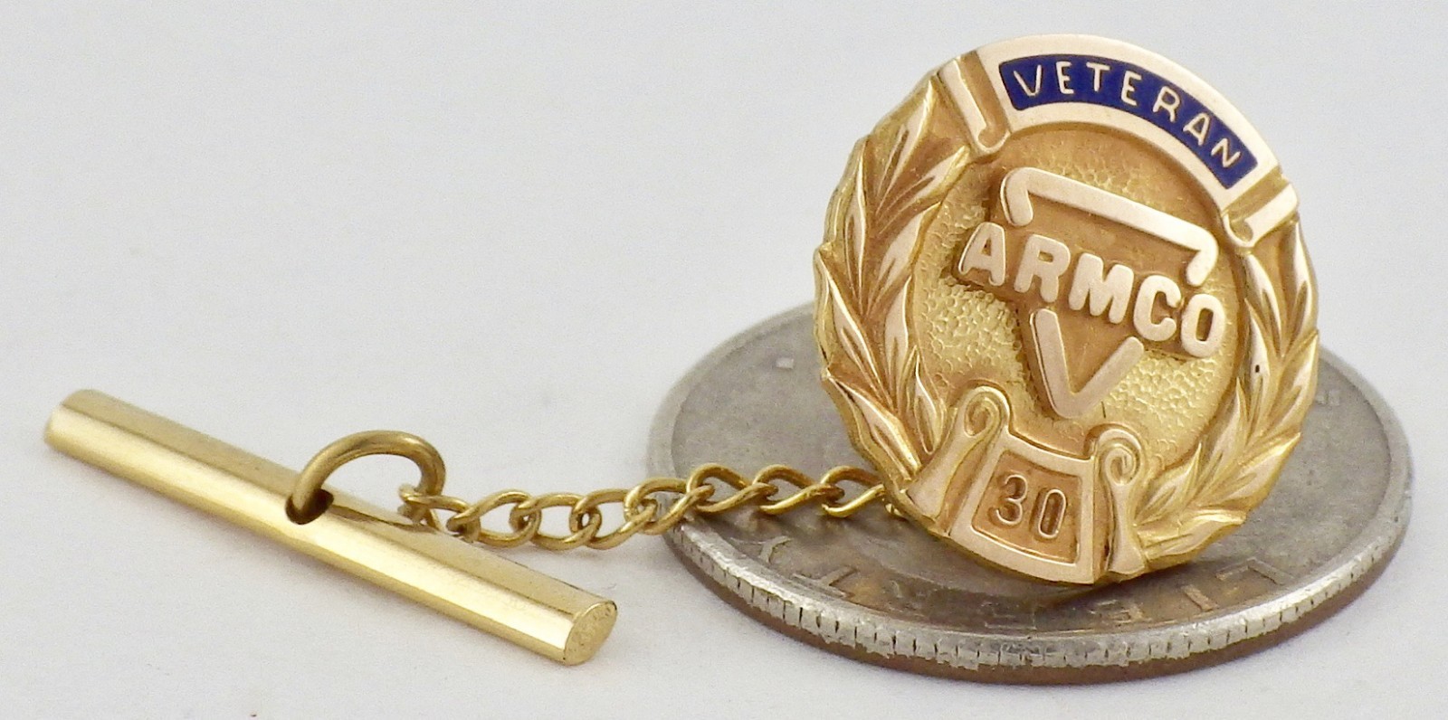 Vintage 10K Yellow Gold ARMCO Veteran 30 Year Service Award Pin 2.77 ...