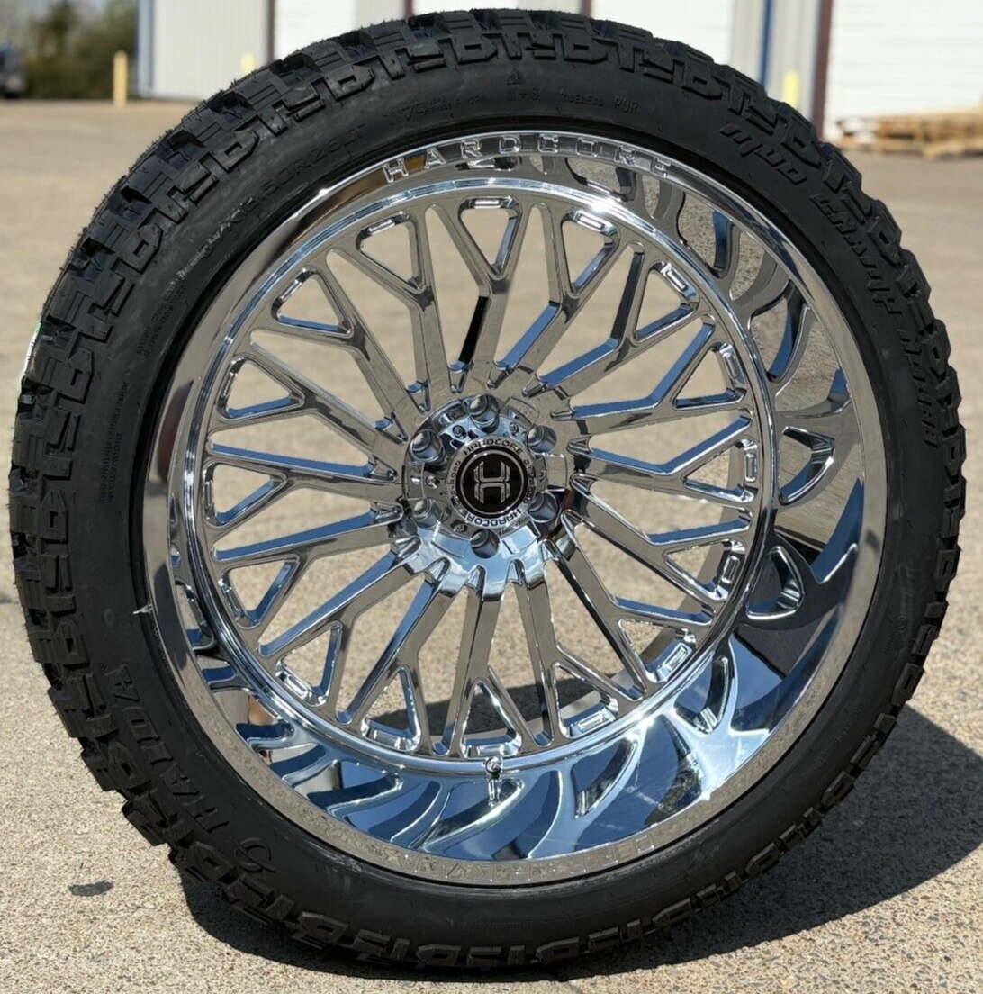 4 NEW 26x14 Hardcore HC103 Wheels and 37" tires Chrome 6x5.5 Chevy GMC ...