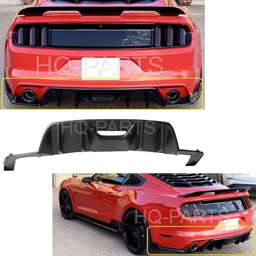 Fits 15-17 Mustang Rear Bumper Lip Diffuser 4 Fins HN Style 3 PCS Matte ...