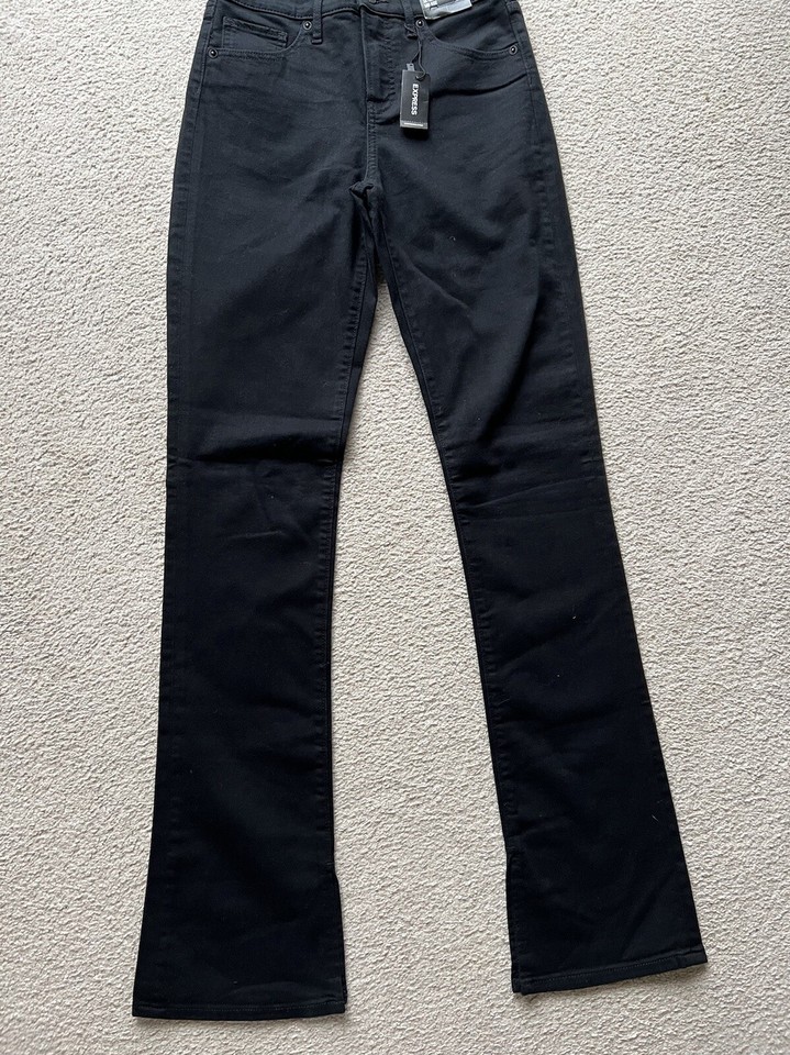 Women’s Express Black Mid Rise Skyscraper Jeans Size 2 Premium Stretch ...