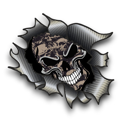 Gothic Skull Repeat Pattern Ripped Carbon Fibre Vinyl Sticker Decal ...