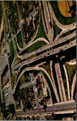Postcard Los Angeles California Famous Stack Of Freeways Showing the ...
