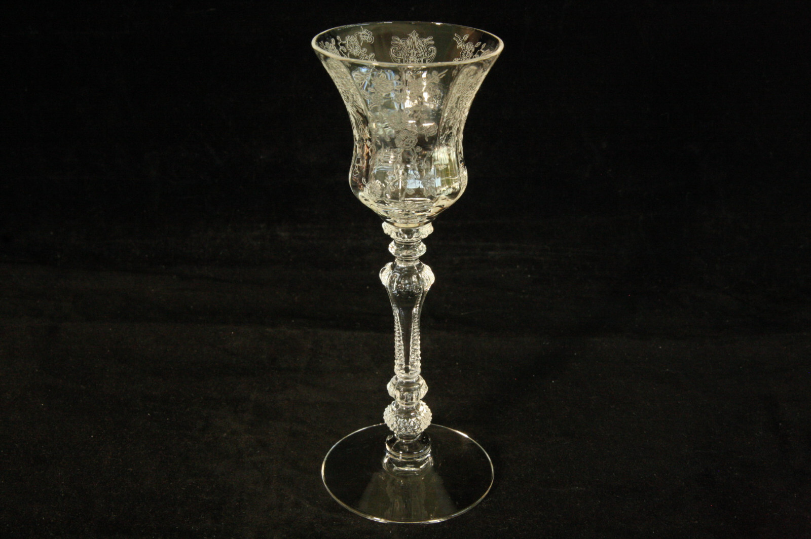 VINTAGE CAMBRIDGE GLASS CLEAR ROSE POINT ETCH # 3500 STEMWARE 1 OZ ...