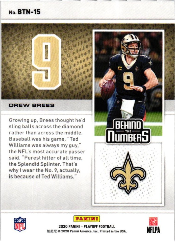 2020 Panini Playoff #BTN-15 Drew Brees Behind the Numbers | eBay