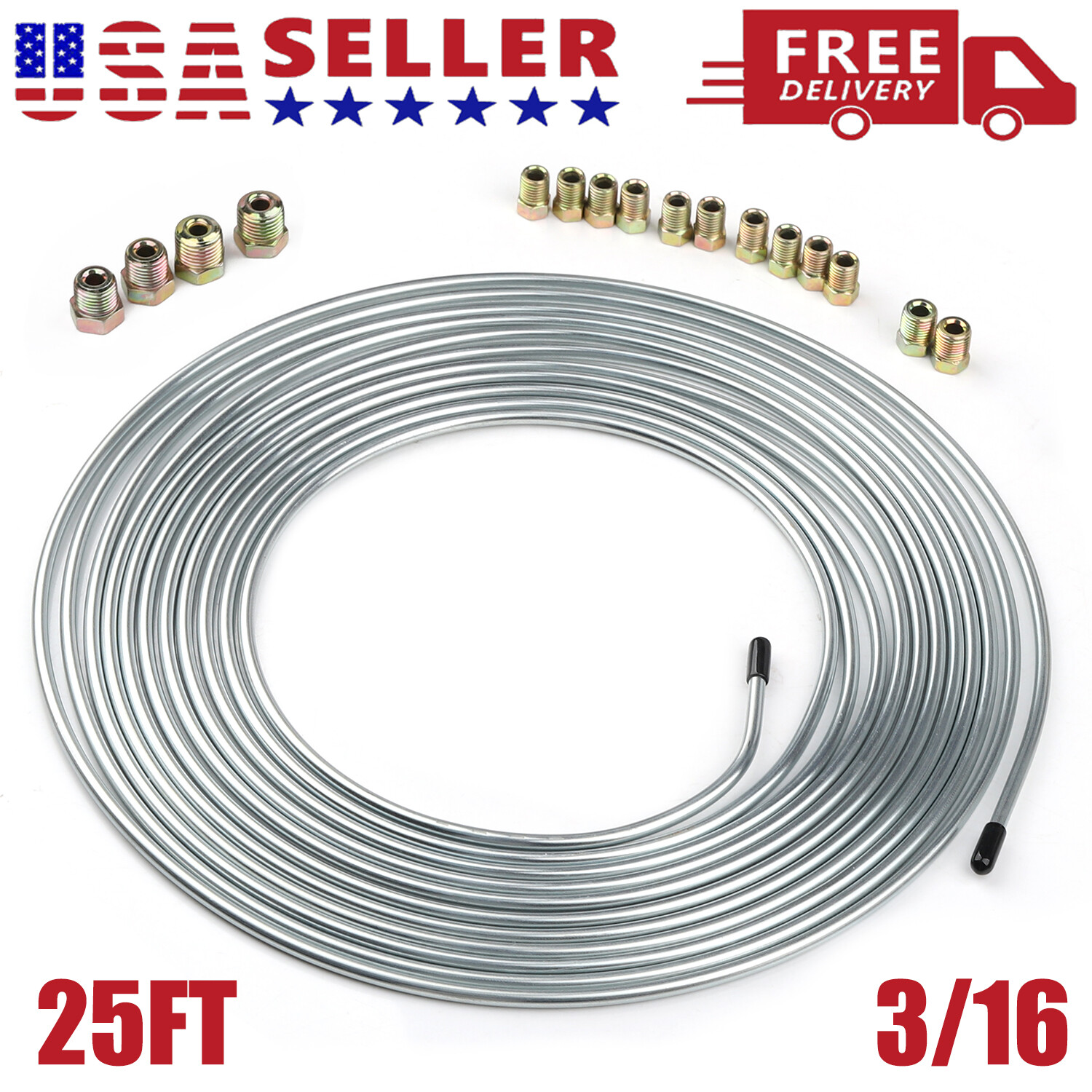25 ft 3/16 Steel Tube Roll Universal Performance Brake Line Kit with ...