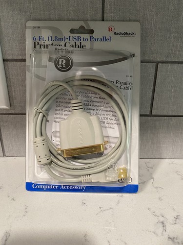 Radio Shack 6 ft. USB to Parallel Printer Cable 6' Grey Vintage NEW ...