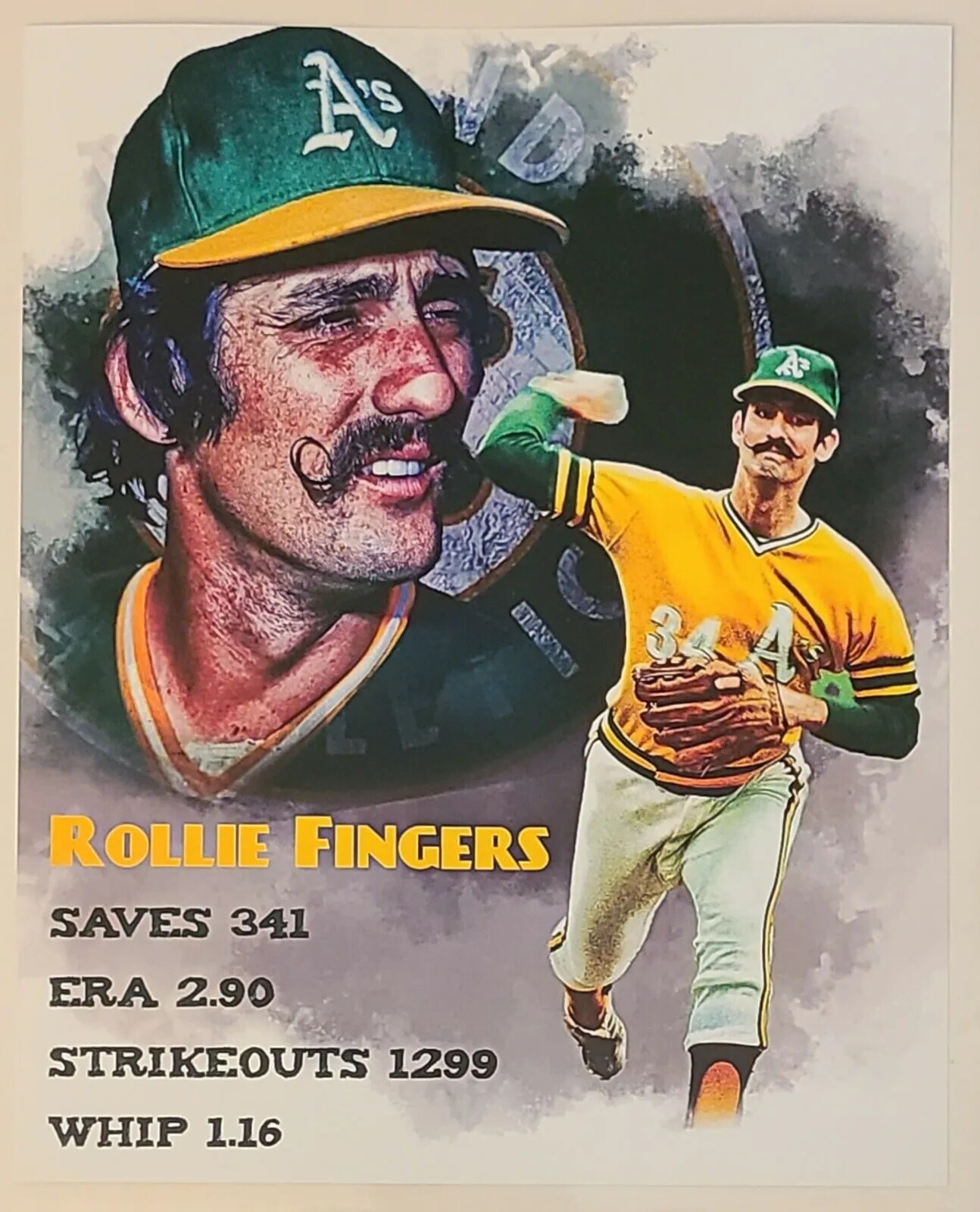 Rollie Fingers Oakland Athletics Career Stats 8x10 PHOTO PRINT | eBay