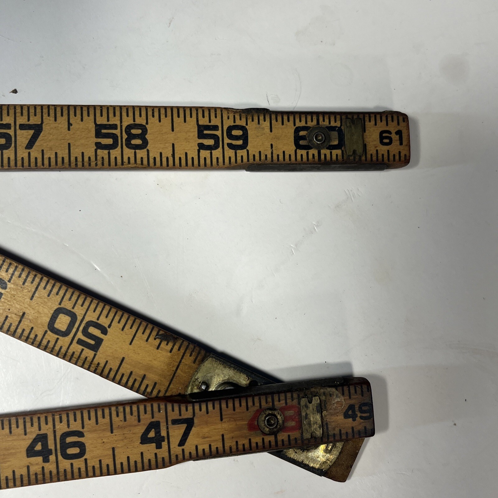 5 Vintage Wood Folding Extension Rulers-Lufkin Red End-Rigid No.620-61 ...