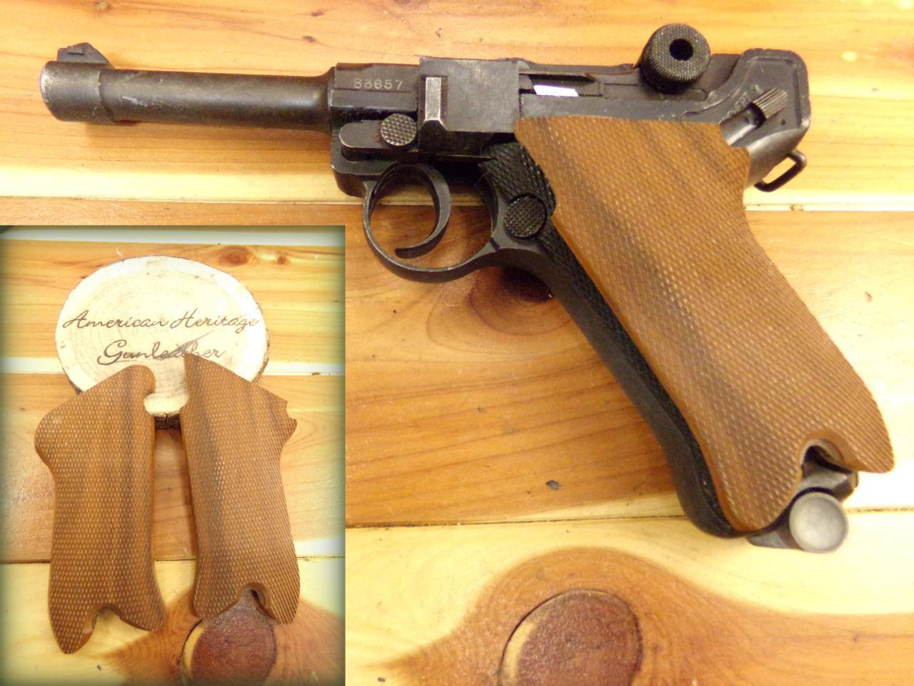 Checkered Fancy Walnut Wood Gun Grips for 9mm LUGER P08 | eBay