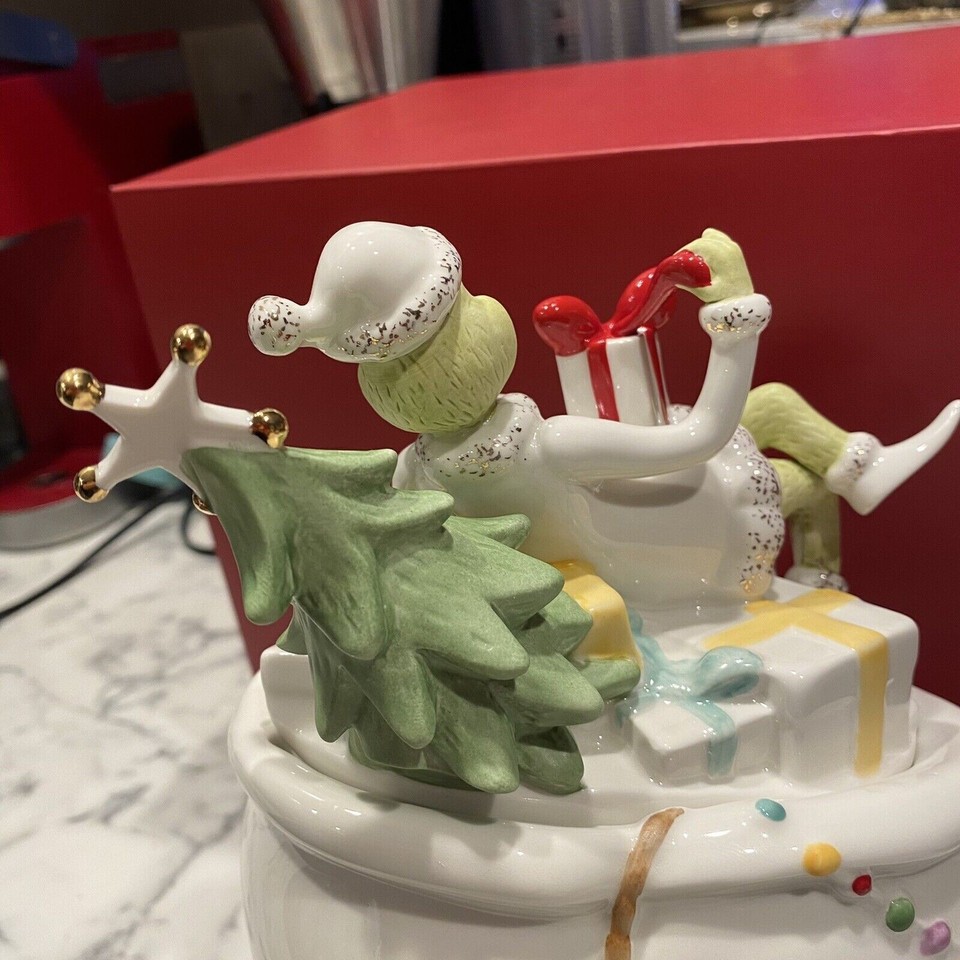 Lenox Grinch Cookie Jar Figurine Max Dr. Seuss Who Stole Christmas 7.5 ...