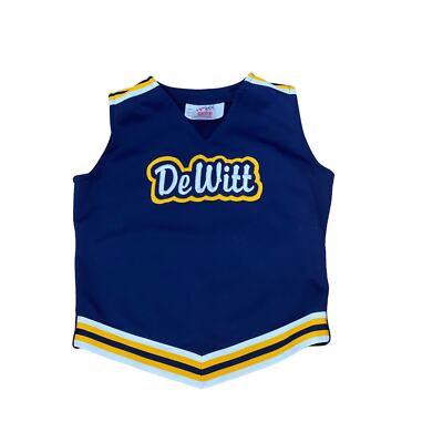 Cheerleader Uniform Top DeWitt Blue White Yellow Cheer Sz M 34 | eBay