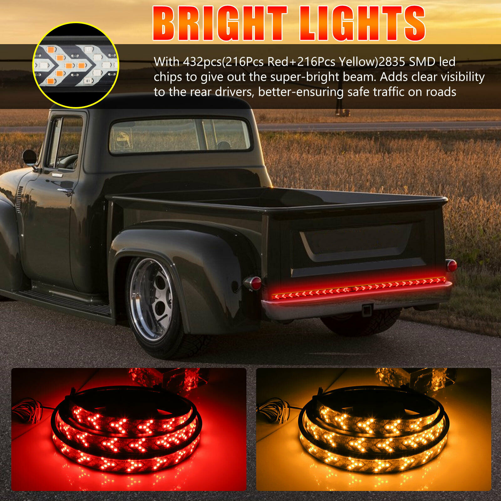 48in Arrow Truck Tailgate Strip LED Sequential Brake Stop Signal Tail ...