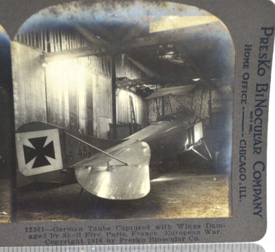1916 Stereograph - WWI - German Taube Captured - Paris - European War ...