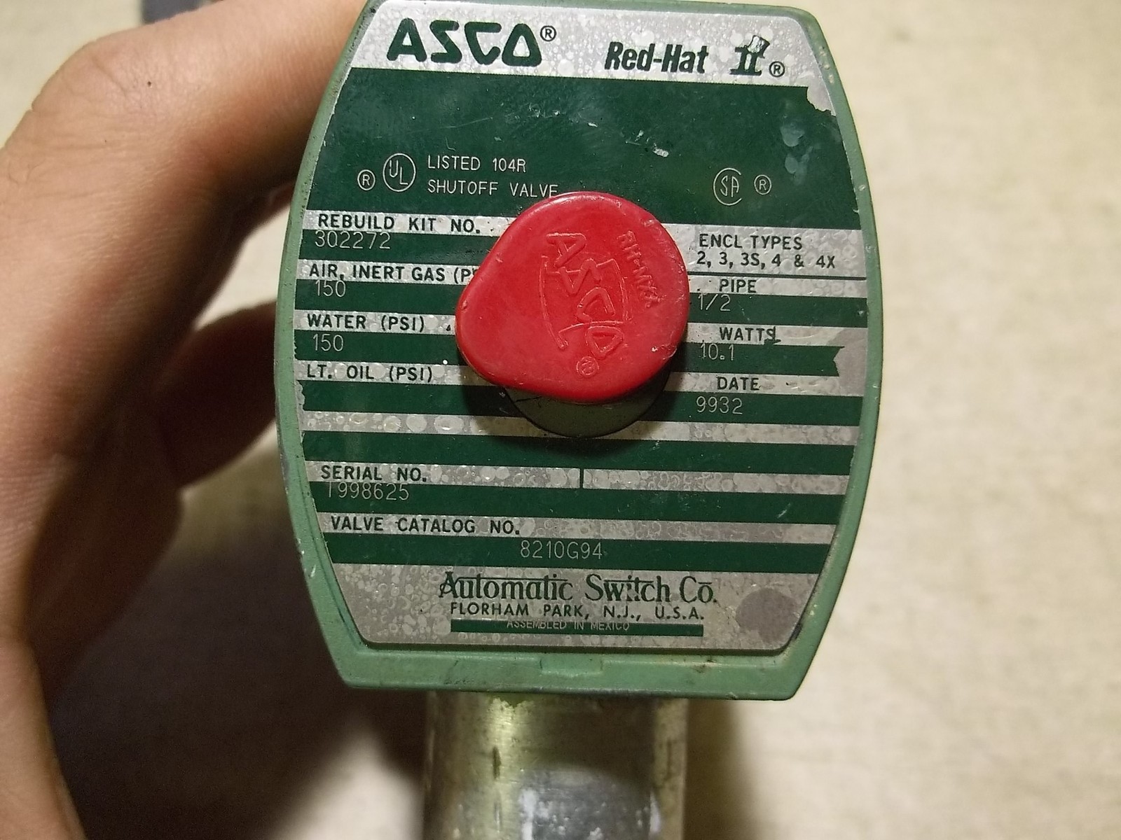 ASCO Red-Hat II 302272 Solenoid Shut off Valve 8210G94 *FREE SHIPPING ...