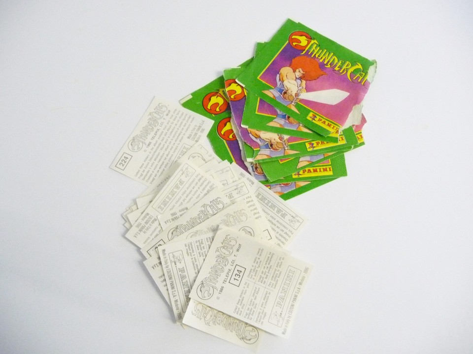 Vintage Panini Thundercats sticker packets & backs; open packs and used ...