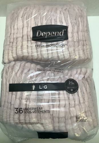 Depend Fresh Protection Women's Disposable Underwear Size Large, 36 Ct ...