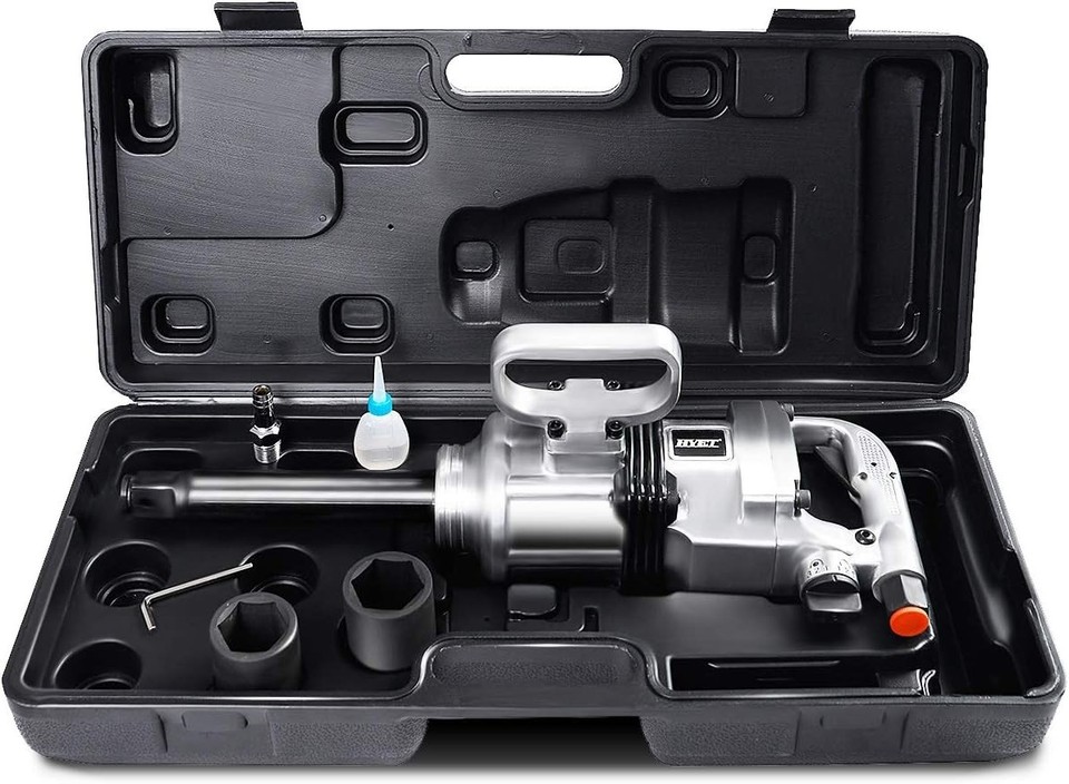 1 Inch Air Impact Wrench 1900Ft-Lbs Pneumatic Gun 6in Anvil w/ Sockets ...
